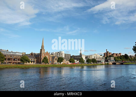 West view of city and River Ness from Castle Hill, Inverness, Highland ...