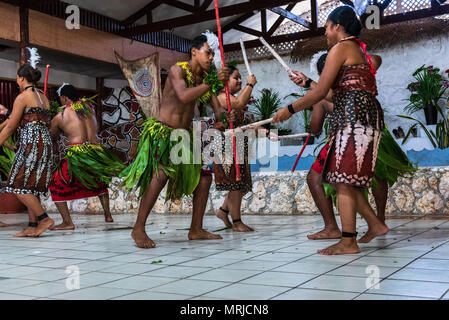 Tonga--March 10, 2018. Native dancers in customary garb perform a ...