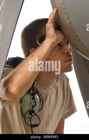 One of the 96th Operations Group’s squadron guidon stands ready during ...