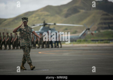 Lt. Col. Marshalee E. Clarke, the commanding officer of Headquarters Battalion, addresses ...