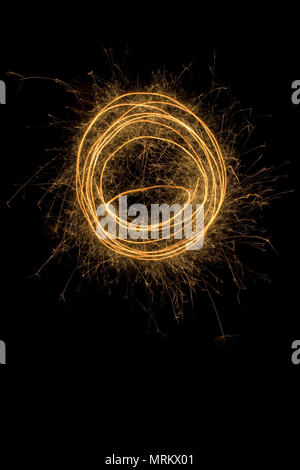 Circle spinning fire ring with space isolated on black background ...