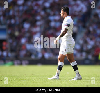 Twickenham, England, 27th May 2018. Quilter Cup, Rugby, Elliot DALEY [L ...