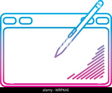 degraded line electronic graphic tablet with digital pen Stock Vector ...