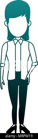 Executive business woman faceless cartoon in blue lines Stock Vector ...