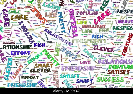 Illustrations of positive emotion word cloud. Good for web page ...