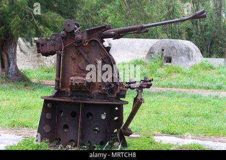 Relics of a World War 11 Japanese cannon preserved at Managaha Island ...