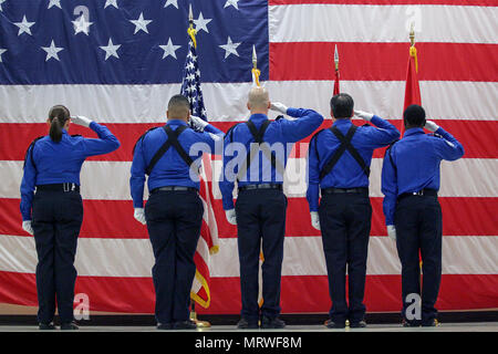 Nashville Airport TSA honor guard salute the colors during the change ...