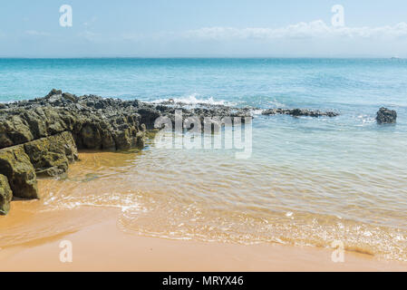 Gritty rocks by the shoreline with small salt water pools Stock Photo ...