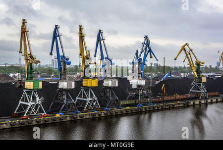 Coal Production, Cranes And Coal Loading At The Port Terminal ...