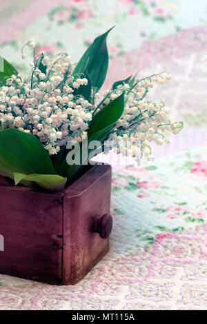 White gift box bunch of scented red roses on wooden board Stock Photo ...