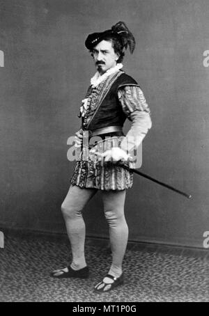 Edwin Booth (1833-1893), American actor, in costume as Hamlet. Photo by J. Guerney, ca. 1870 ...