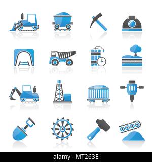 Mining and quarrying industry icons - vector icon set Stock Vector ...
