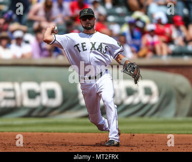 Texas Rangers shortstop Isiah Kiner-Falefa fields a throw as Boston Red ...