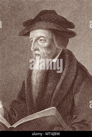 Engraving of reformer John Calvin Stock Photo - Alamy
