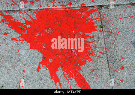red blood splash on tile floor Stock Photo - Alamy
