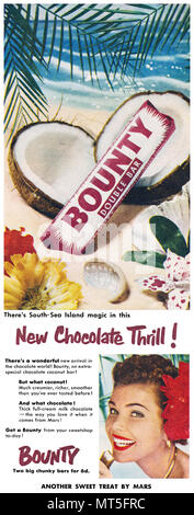 1954 British advertisement for Bounty chocolate bar Stock Photo - Alamy