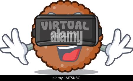 Virtual reality chocolate biscuit with mascot ice cream Stock Vector ...