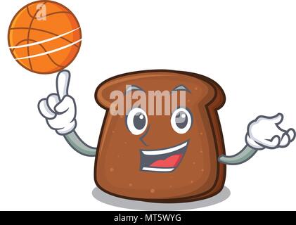 Playing basketball baked bread character cartoon Stock Vector Image ...