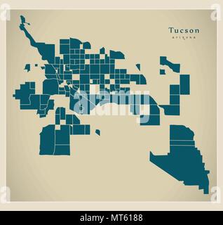 Modern City Map - Tucson Arizona city of the USA with neighborhoods and ...
