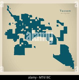 Modern City Map - Tucson Arizona city of the USA with neighborhoods and ...