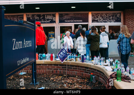 Supporters wait outside Zorn Arena in Eau Claire, Wisconsin to see ...