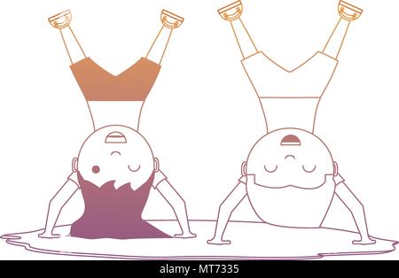 cartoon boy upside down over white background, colorful design. vector ...