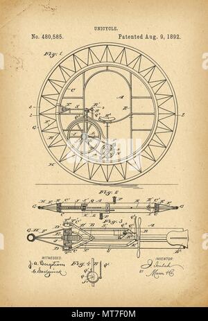 1892 Patent Velocipede Bicycle history invention Stock Photo - Alamy