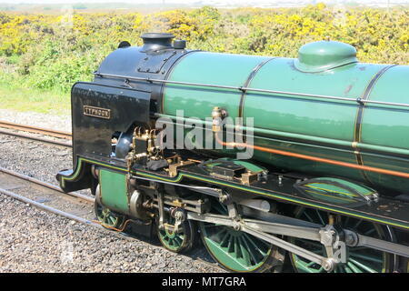 Steam locomotive Typhoon at New Romney station on the Romney, Hythe ...