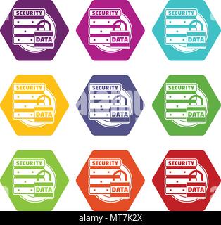 Fingerprint logo. Digital privacy icons. Crime lock. Face or brain shield. Thumbprint for ...