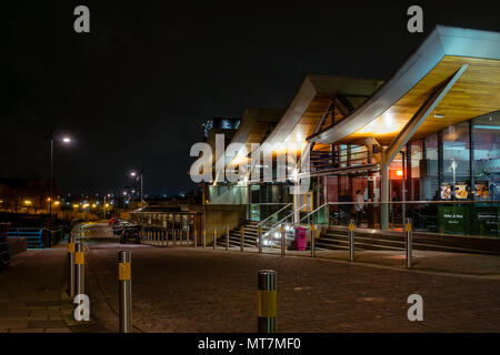 The new Rotherham Central Station at night - train station part of ...
