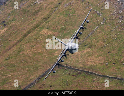 USAF Lockheed MC-130J low level flying training in the Mach Loop, LFA7 ...
