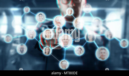 businessman working with network contacts icons Stock Photo - Alamy