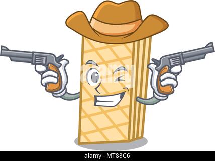 Cowboy waffle character cartoon design vector illustration Stock Vector ...