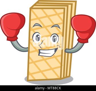 Boxing waffle character cartoon design vector illustration Stock Vector ...
