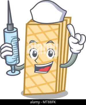 Doctor waffle character cartoon design vector illustration Stock Vector ...