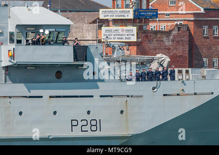 Fishery protection vessel HMS Wave which was blown ashore during a ...