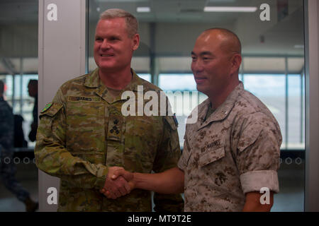 Australian Army officer Brigadier Ben James, left), AM, DSM, Commander ...