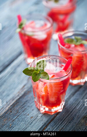 Summer fresh drink strawberry lemonade Stock Photo - Alamy