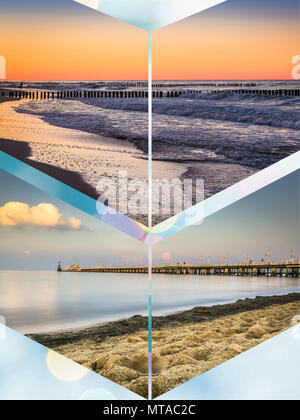 Collage of beautiful sandy beach Leba, Baltic Sea, Poland Collage of ...