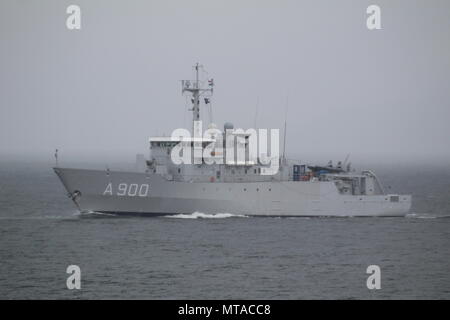 The Royal Netherlands Navy Submarine support ship HNLMS MERCUUR entering Portsmouth harbour 18 ...