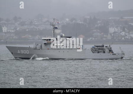 The Royal Netherlands Navy Submarine support ship HNLMS MERCUUR entering Portsmouth harbour 18 ...