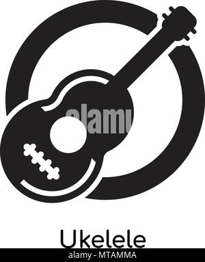 Ukelele icon logo sign vector outline in black and white color Stock ...