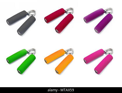 Collection of colored expanders isolated on white background Stock ...