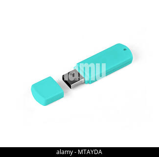 Green usb flash drive on a white background Stock Photo - Alamy