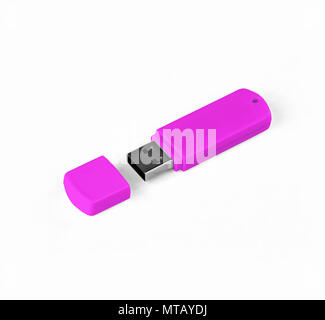 Pink USB flash drive on white background Stock Photo - Alamy
