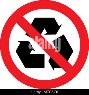 Do not recycle symbol. No recycling label. Recycle prohibition sign ...
