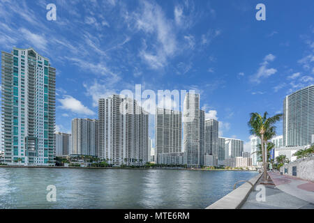 Miami riverwalk towards Brickell Stock Photo - Alamy