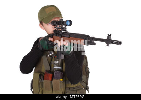 Private military contractor - mercenary with m14 sniper rifle isolated ...