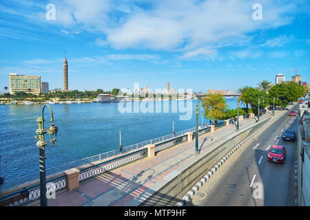 The view on Corniche embankment of Cairo Downtown from the Qasr El Nil ...