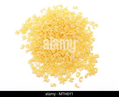 Pasta in the form of letters of the English alphabet and numbers. Close ...